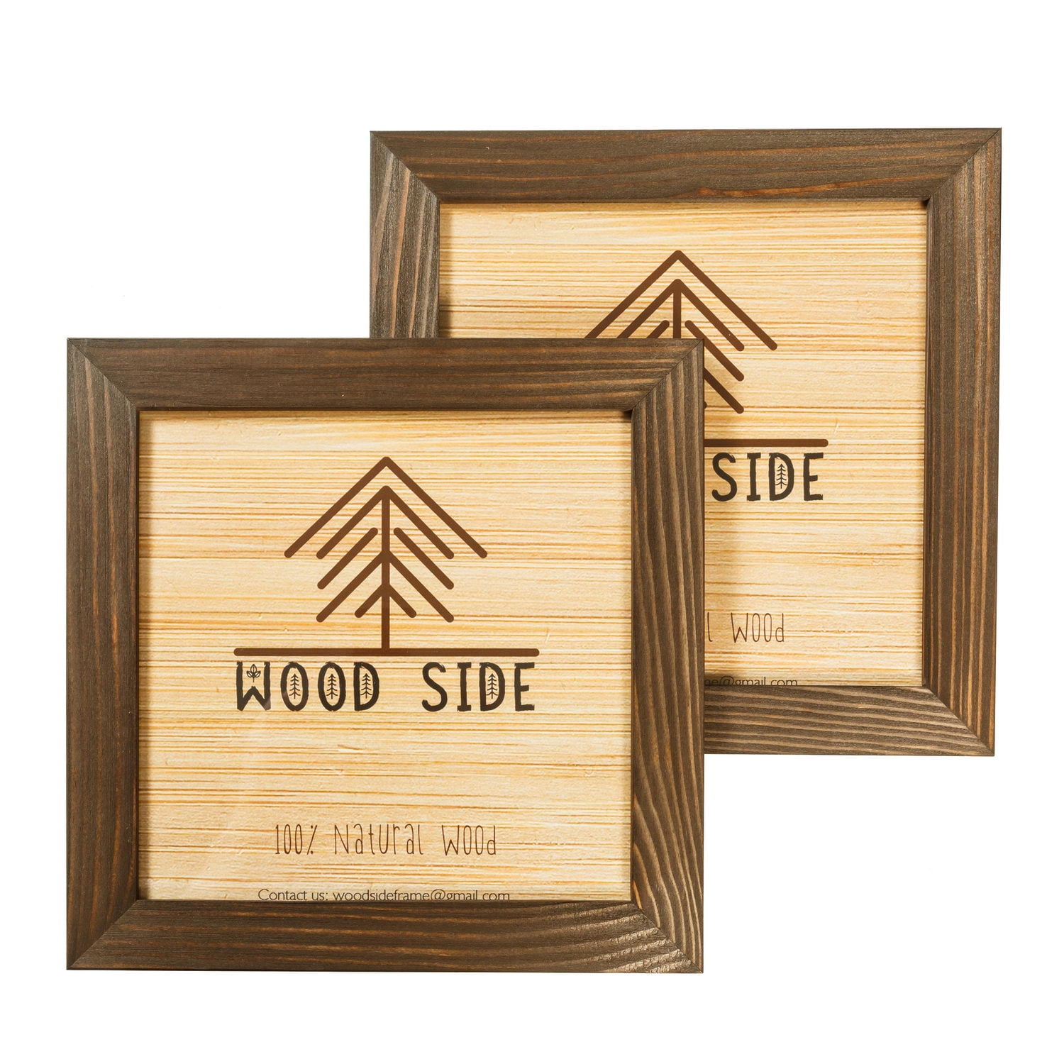 Rustic Wooden Square Picture Frames 4x4 - Set of 2 - 100% Natural Solid ...
