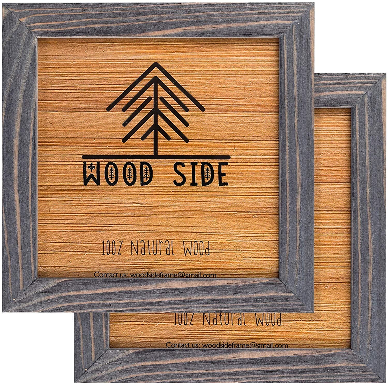 Rustic Wooden Square Picture Frames 4x4 - Set of 2-100% Natural Solid ...