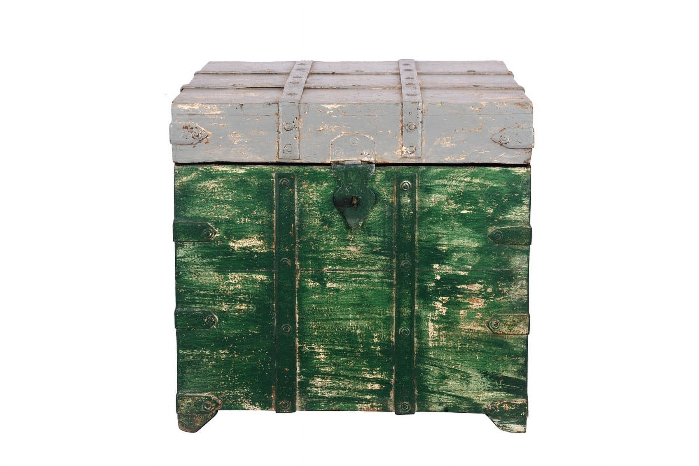 Rustic Wooden Storage Chest with Distressed Green and Gray Finish ...
