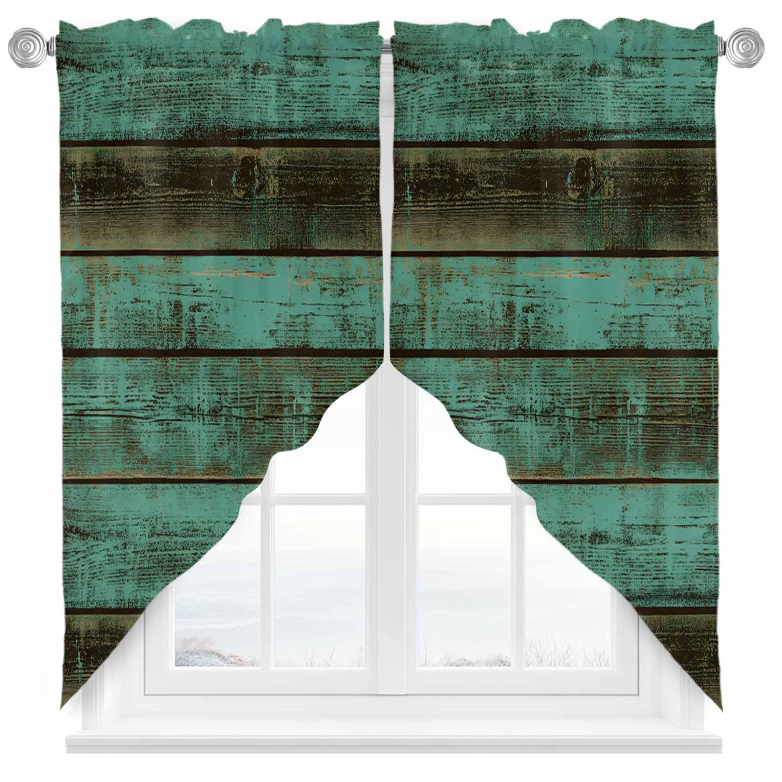 Rustic Wooden Swag Valances for Windows 2 Pack Retro Farmhouse Country ...