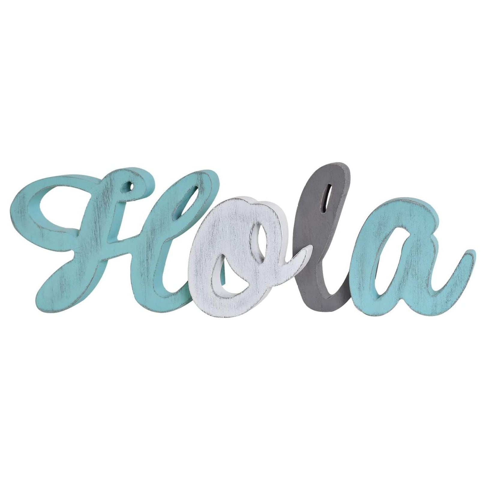 Rustic Wooden Teal Home Sign Decorative Cutout Letters Freestanding ...