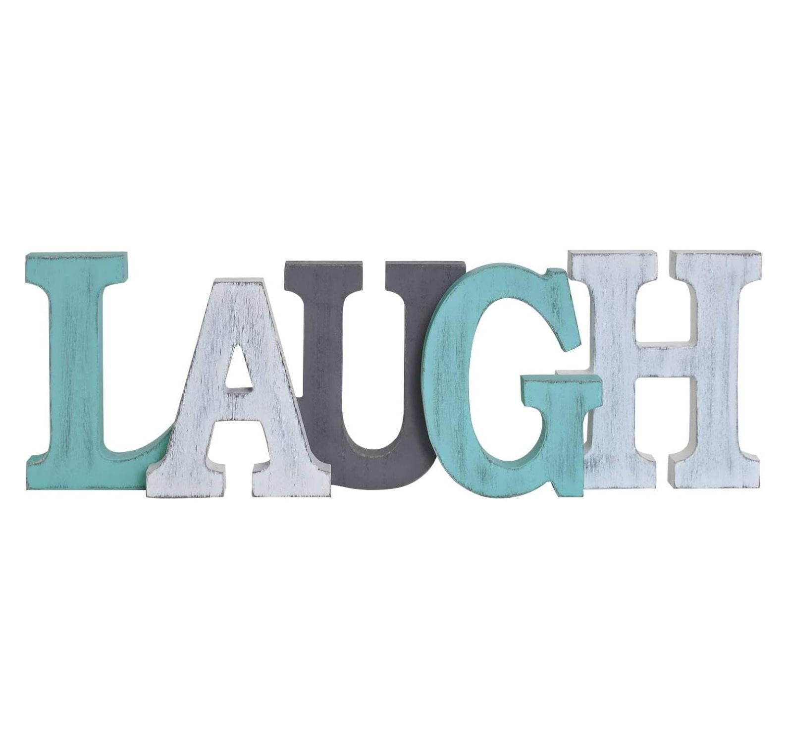 Rustic Wooden Teal Home Sign Decorative Cutout Letters Freestanding ...