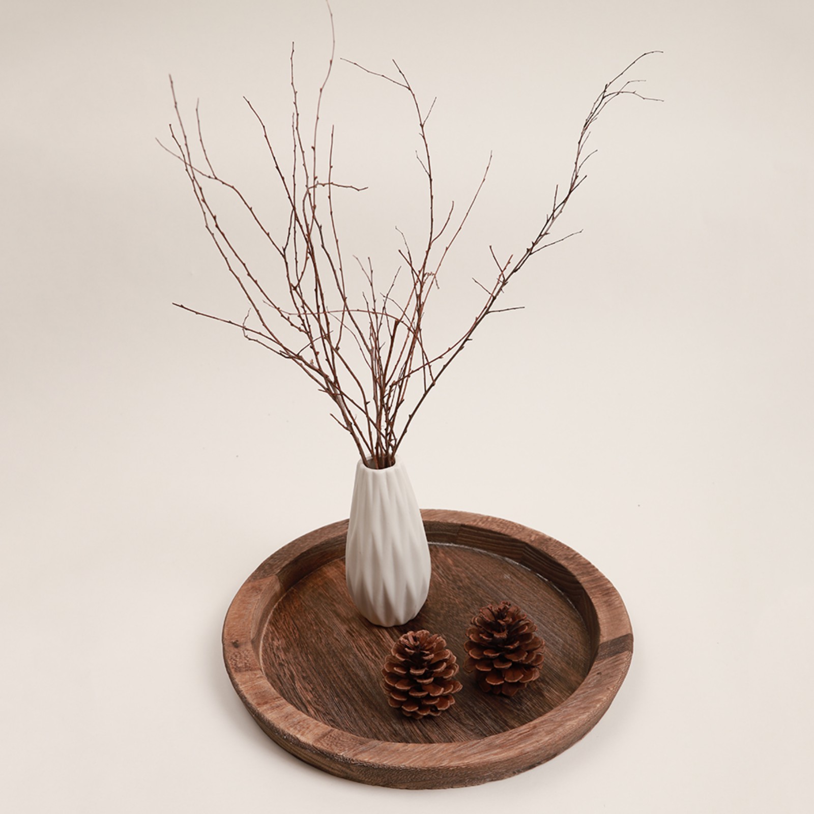 Rustic Wooden Tray Candle Holder,Round Wood Farmhouse Decorative Tray ...