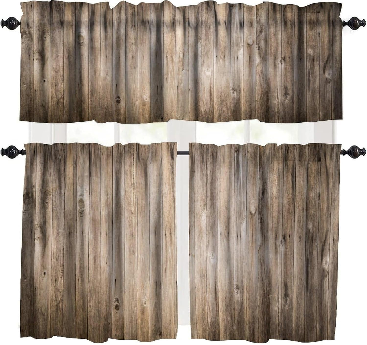 Rustic Wooden Valance Curtain Brown Barn Door Wood Board Western ...