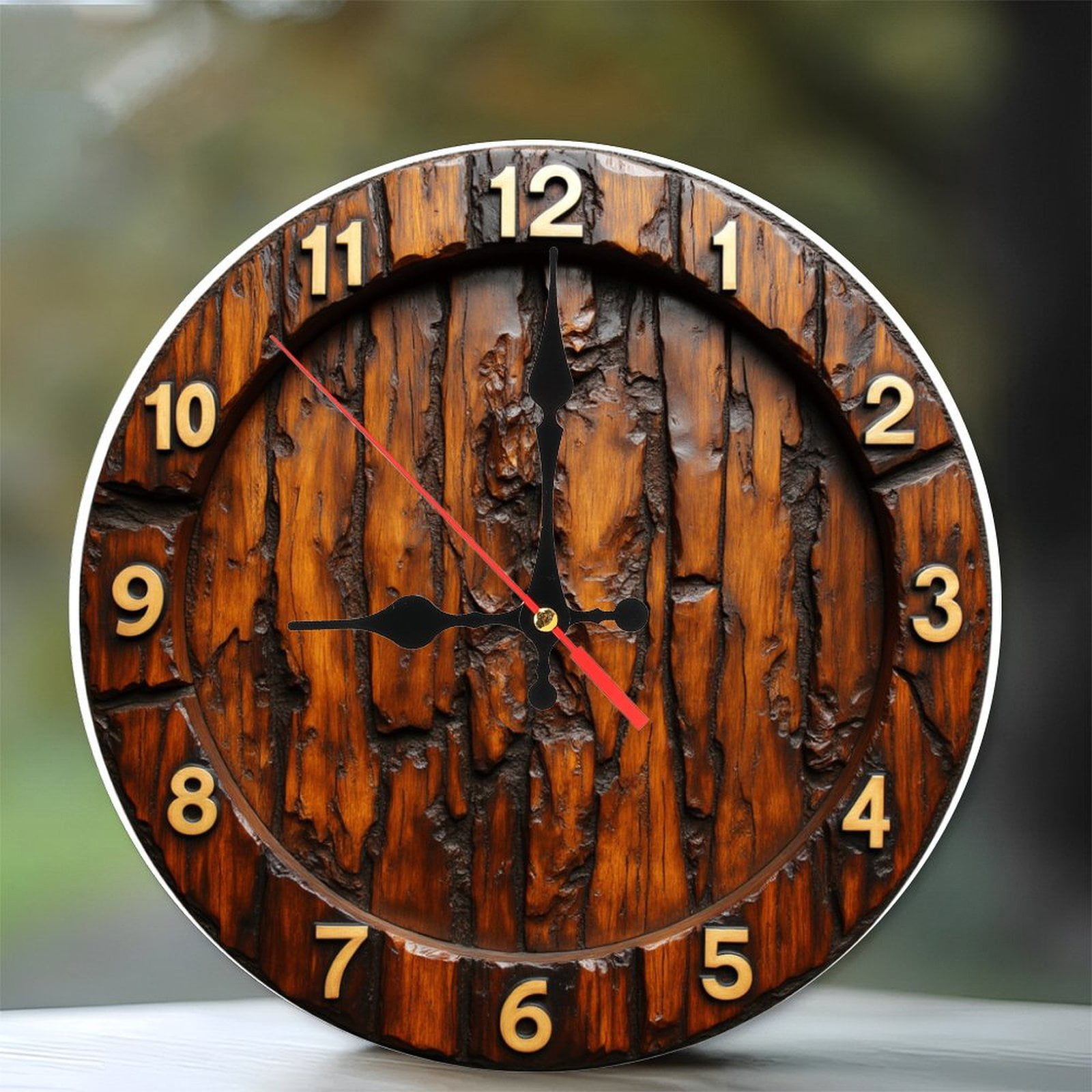Rustic Wooden Wall Clock Antique Style Home Decor 10-Inch Silent Wooden ...