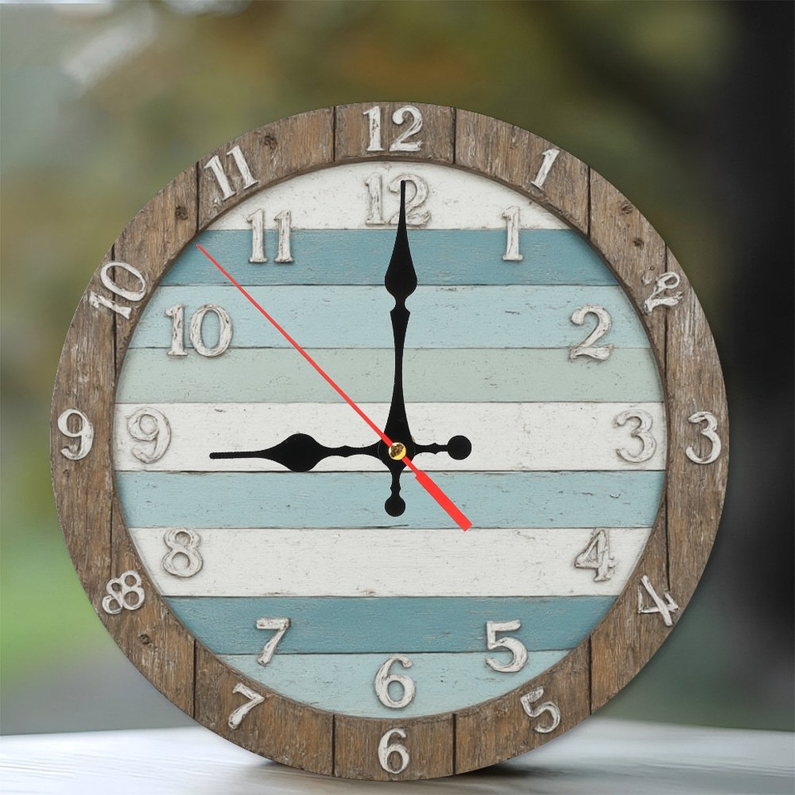 Rustic Wooden Wall Clock Coastal Beach Farmhouse Style Home Decor 10 ...