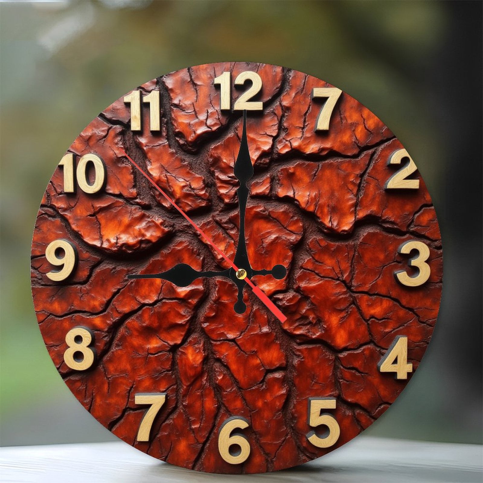 Rustic Wooden Wall Clock Crackled Texture Design Home Decor 10-Inch ...