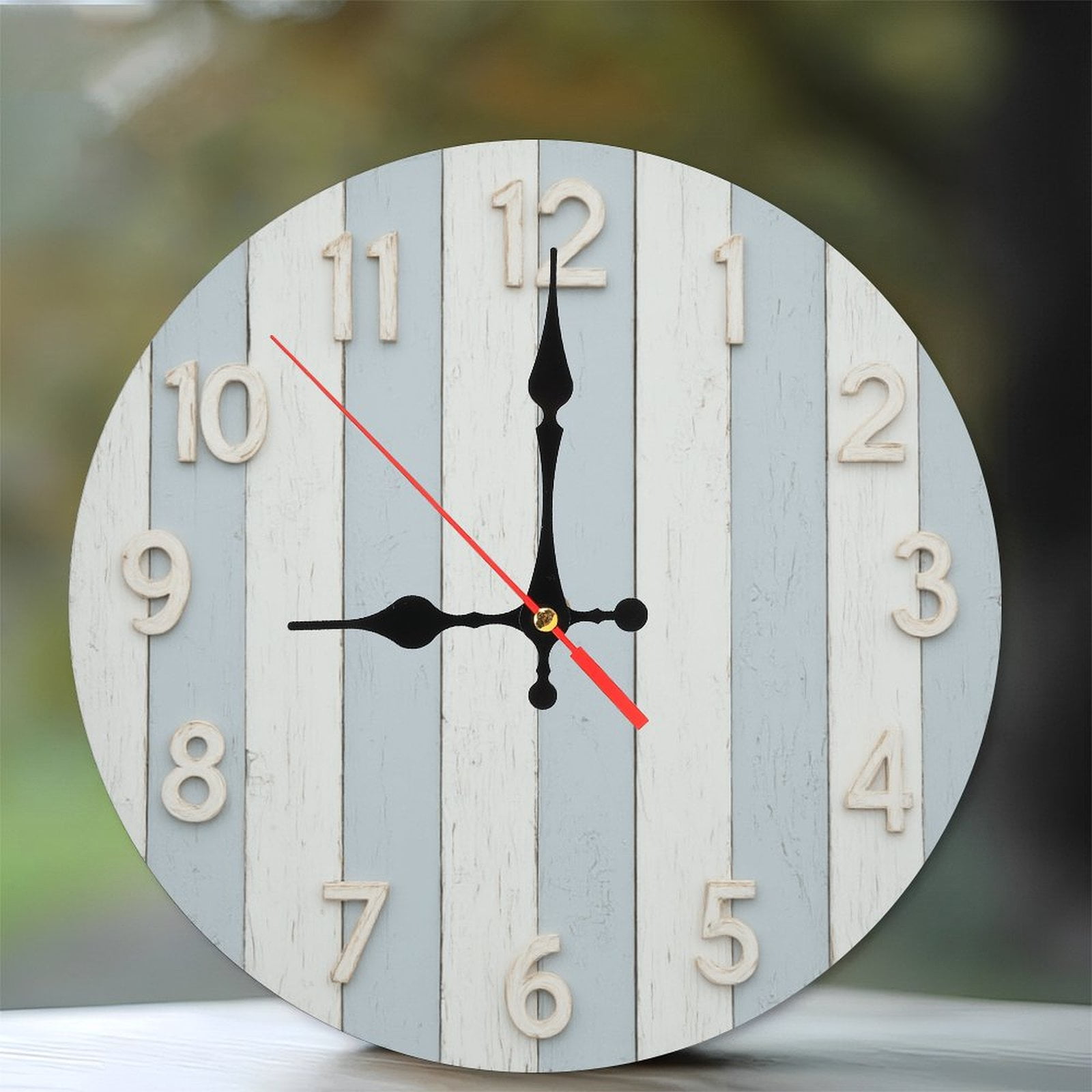 Rustic Wooden Wall Clock Farmhouse Decor Home Clock Vintage Style 10 ...
