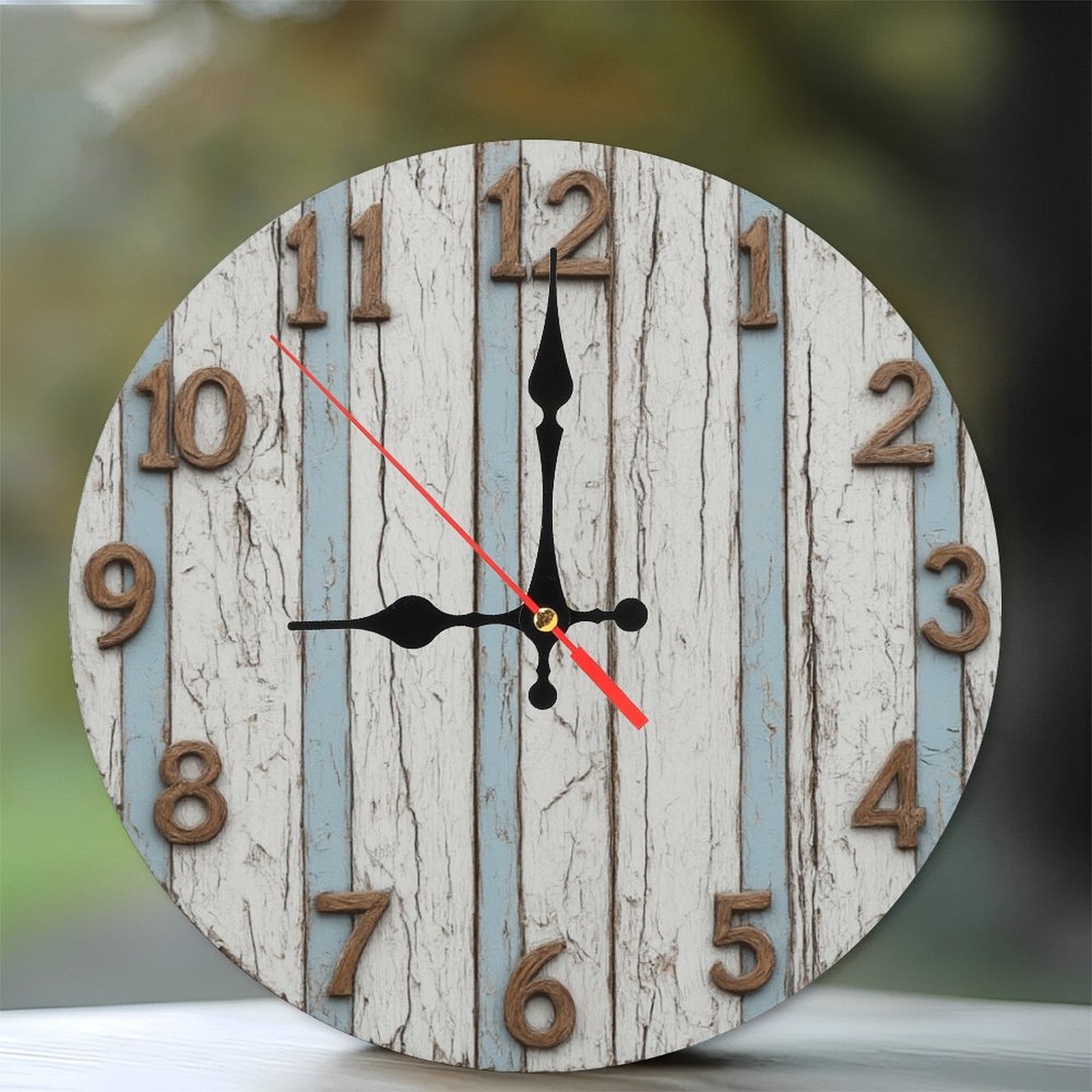 Rustic Wooden Wall Clock Farmhouse Decor Home Office 10-Inch Silent Wooden Wall Clock, Battery ...
