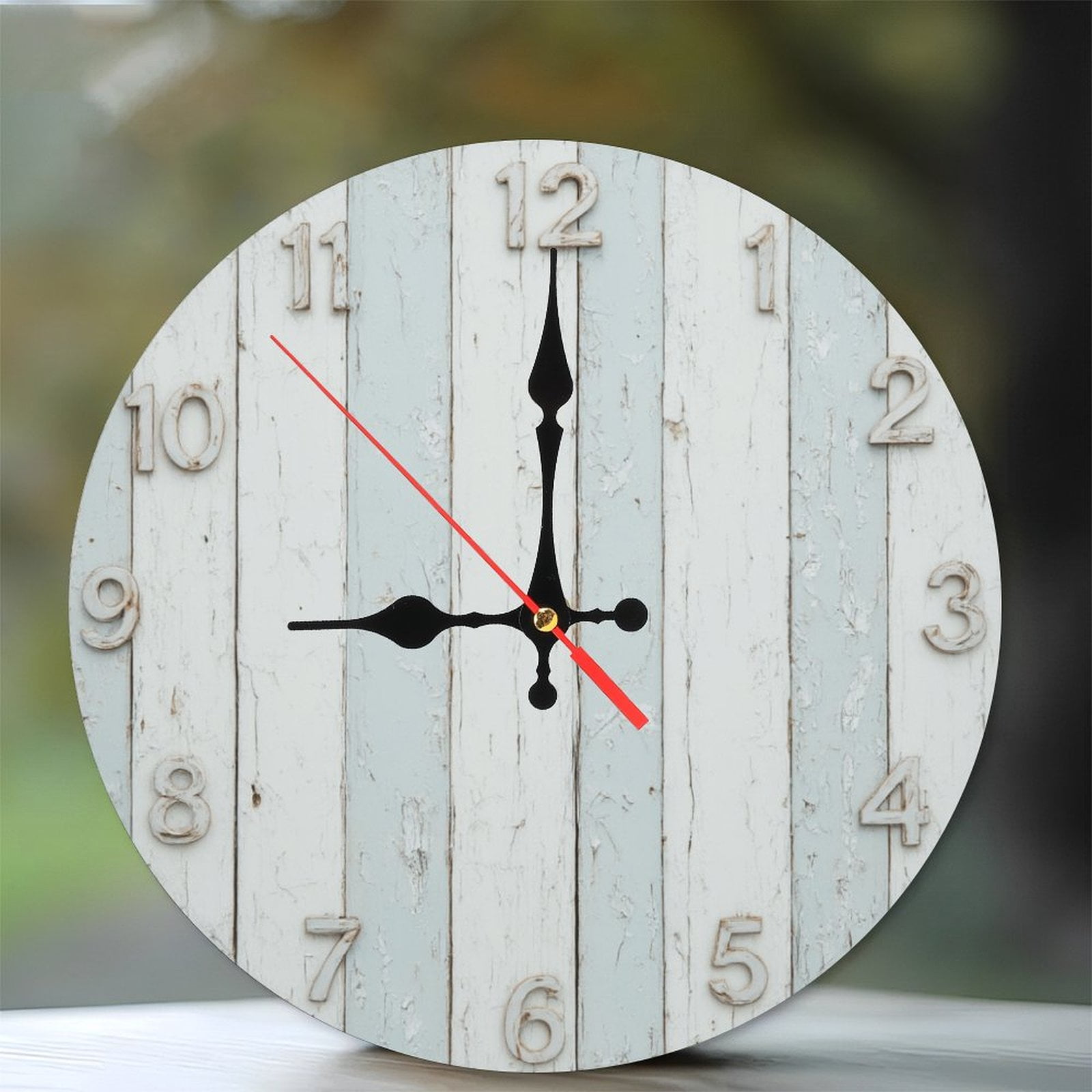 Rustic Wooden Wall Clock Farmhouse Decor Home Office Vintage Style 10 ...