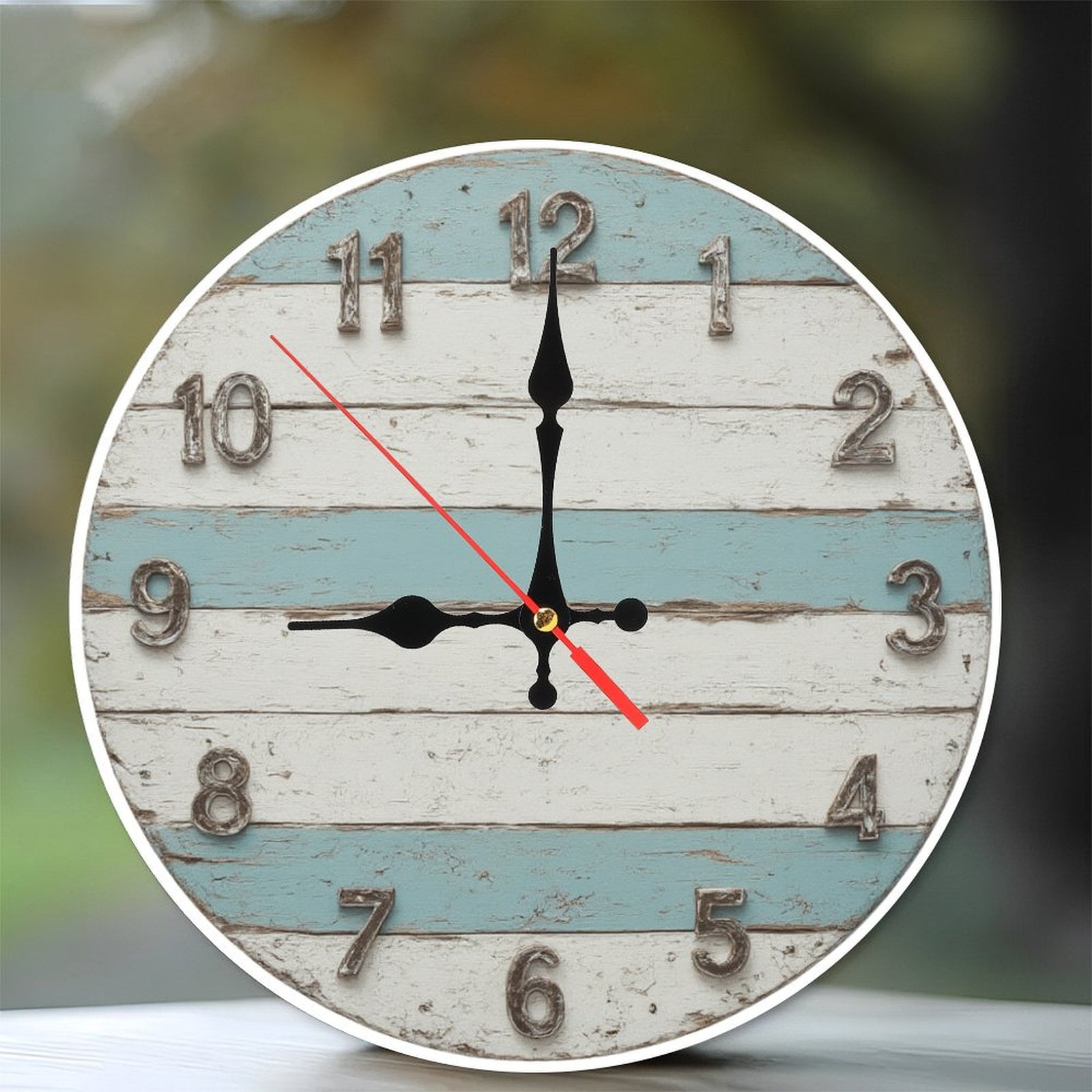 Rustic Wooden Wall Clock Farmhouse Style Home Decor Beach Nautical ...