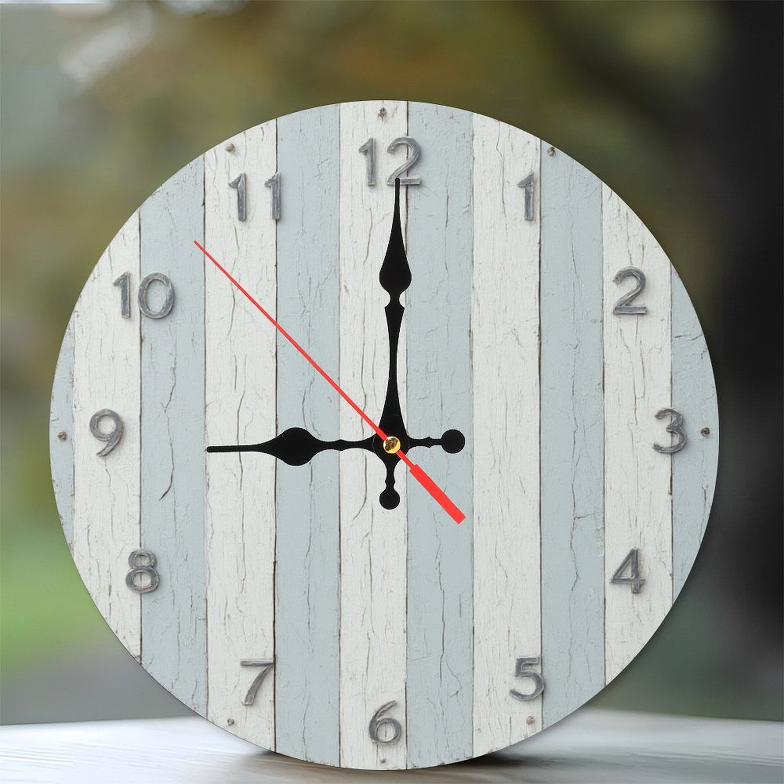 Rustic Wooden Wall Clock Farmhouse Style Home Decor Gray White 10-Inch ...