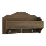 Oumilen Rustic Wooden Wall Mail Organizer with Key Hooks for Entryway ...
