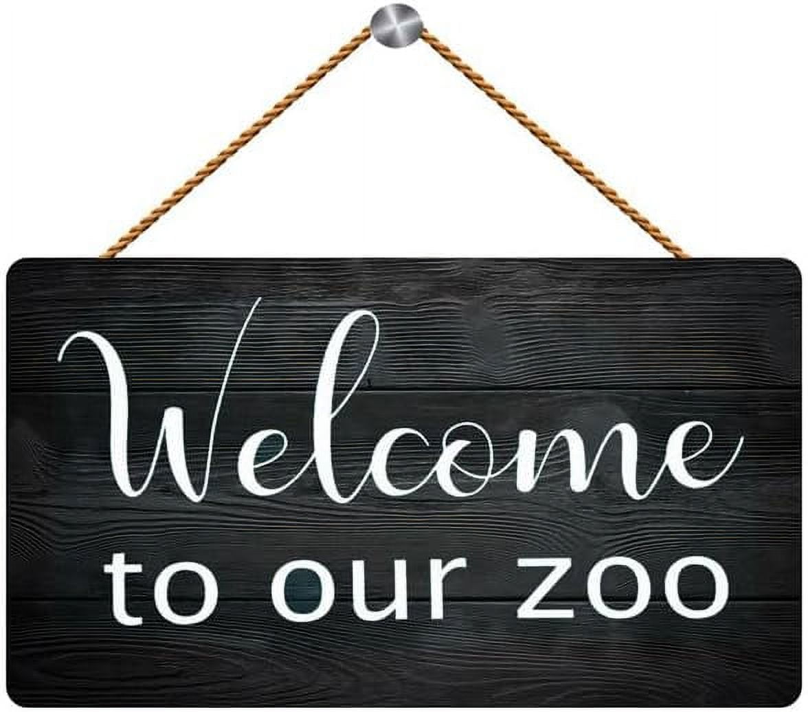 Rustic Wooden Wall Plaque Welcome To Our Zoo Custom Wood Sign Home ...