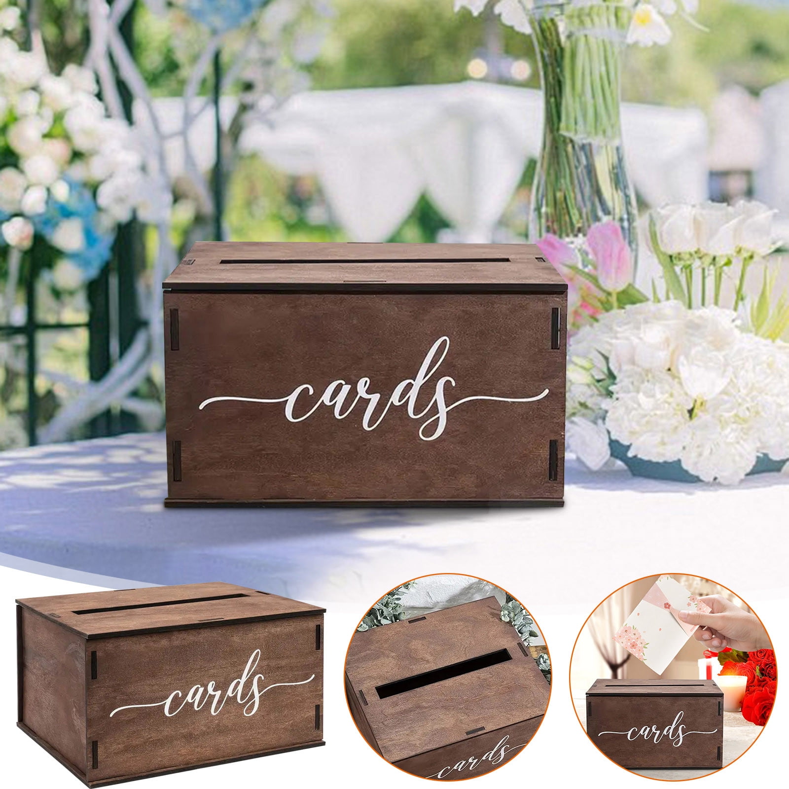 Rustic Wooden Wedding Card Box – Decorative Gift Card Holder for ...