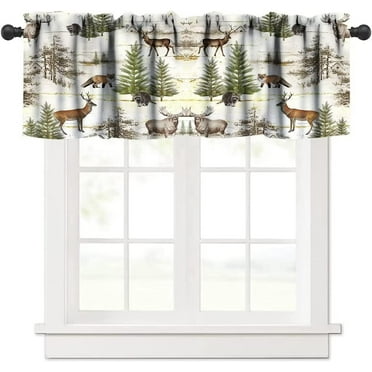 Retro Rustic Valance,Vintage Bear Deer Hunting Wildlife Blackout ...