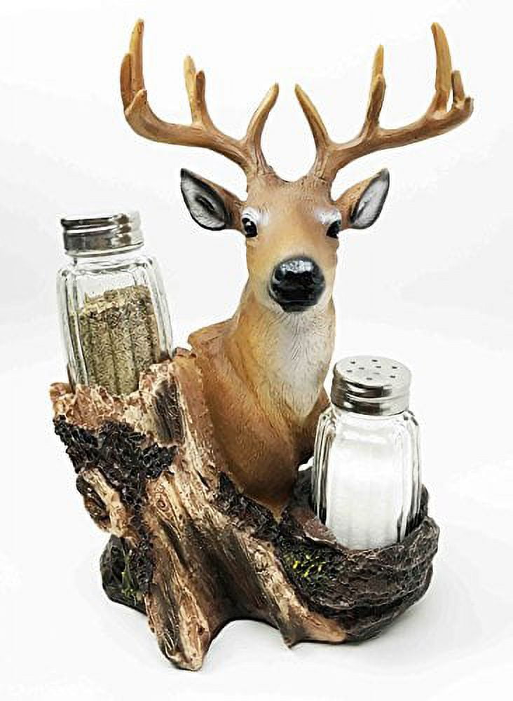 Rustic Woodlands Wild Deer Big Buck Bust Figurine Salt Pepper Shakers ...