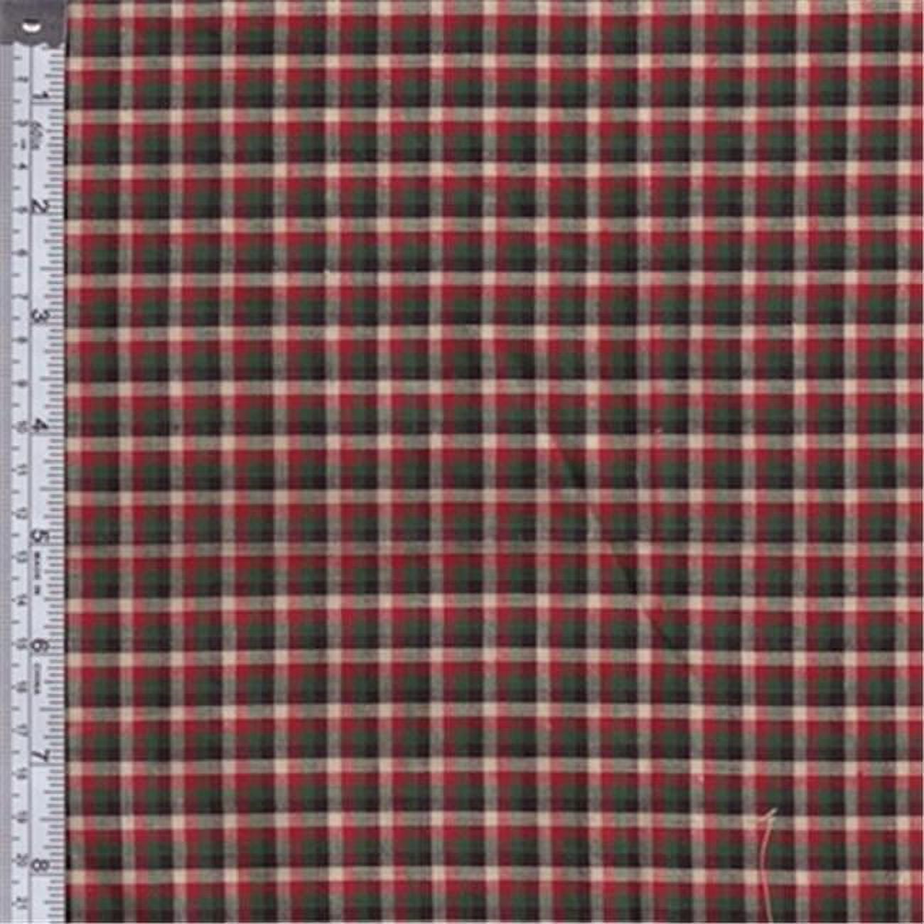 Rustic Woven Fabric, Micro Plaid Green, Black And Wine, 15 yd ...