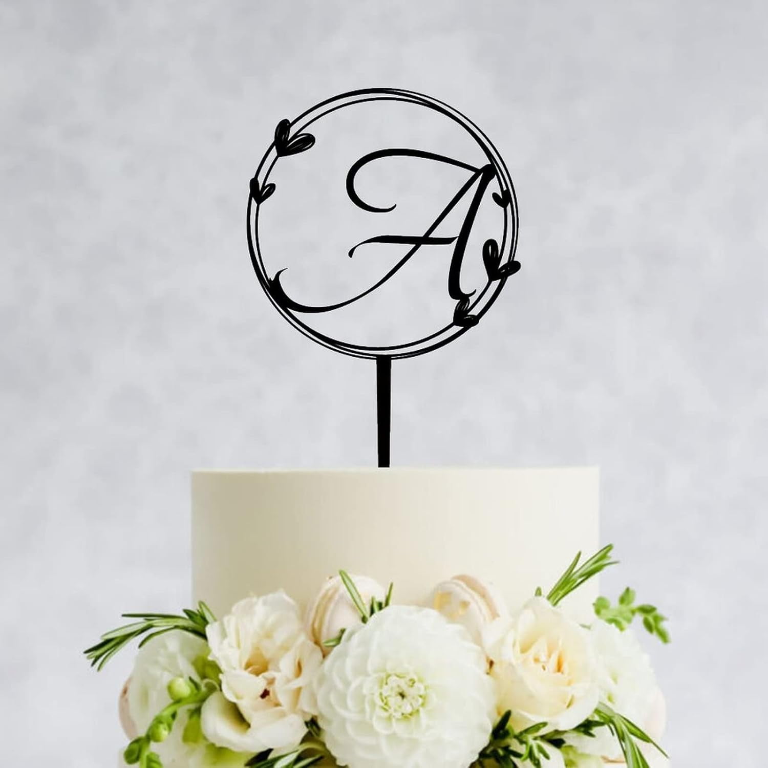 Rustic Wreath Monogram Cake Topper,Letter Initial A Wedding Cake Topper ...