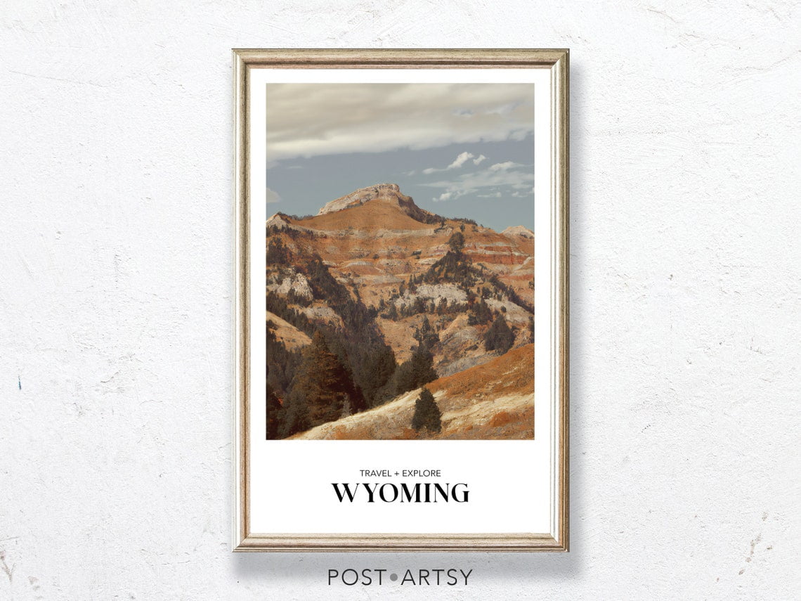 Rustic Wyoming Travel Poster Vintage Aesthetic Art Print State Travel ...