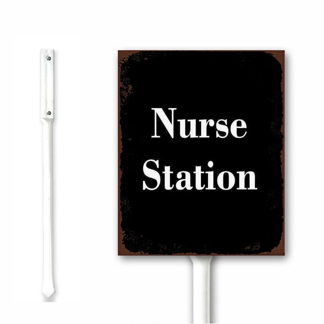 Rustic Yard Sign 7" x 8.8" Nurse Station Metal Sign Outdoor Lawn Sign ...