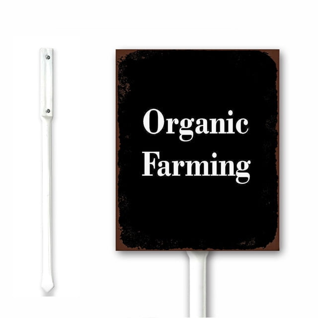 Rustic Yard Sign 7" x 8.8" Organic Farming Metal Sign Outdoor Lawn Sign ...