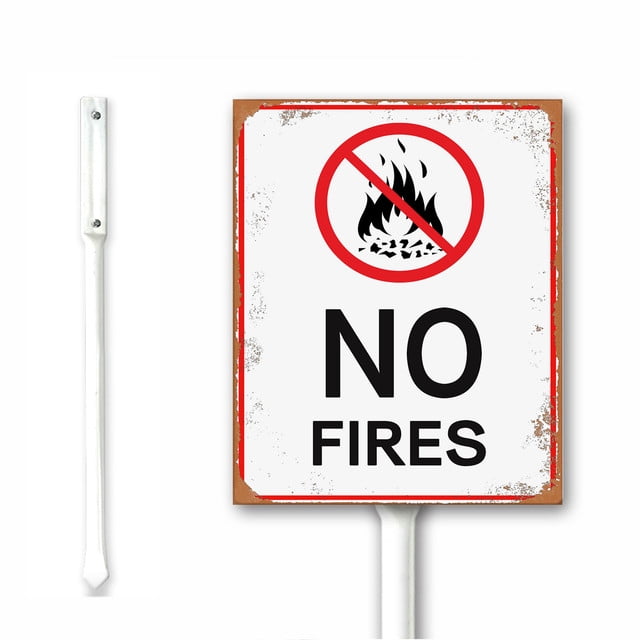 Rustic Yard Sign, No Fires Sign with Stake, Safety Signs for Private ...