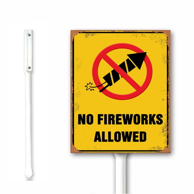 Rustic Yard Sign, No Fireworks Allowed Sign, No Fireworks Yard Sign ...