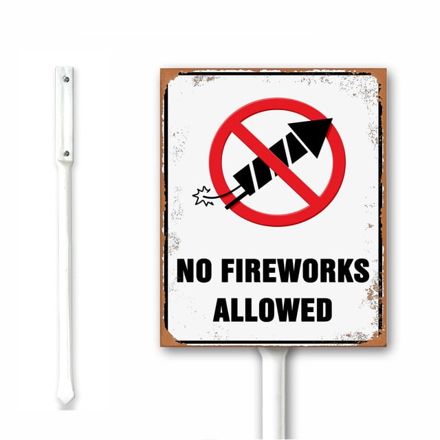 Rustic Yard Sign, No Fireworks Allowed Sign, No Fireworks Yard Sign ...