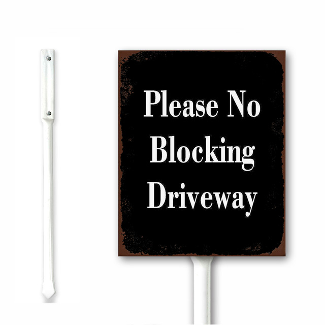 Rustic Yard Sign Please No Blocking Driveway Black Metal Sign Outdoor ...