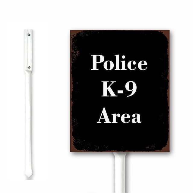 Rustic Yard Sign Police K-9 Area Black Metal Sign Outdoor with Stand 7 ...
