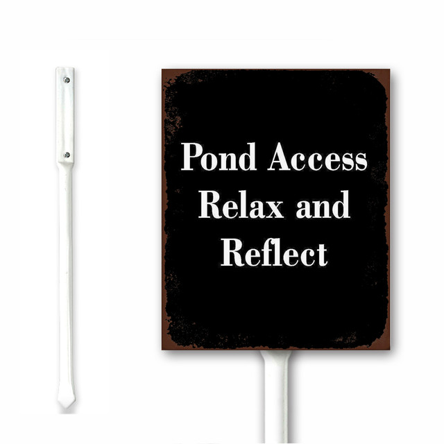 Rustic Yard Sign Pond Access - Relax and Reflect Black Metal Sign ...