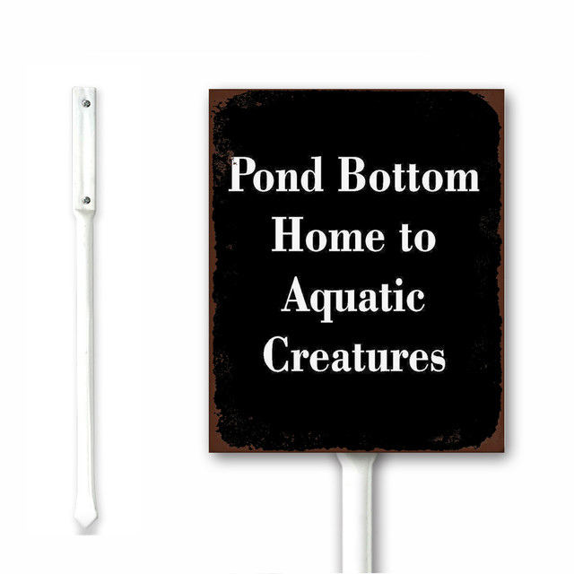 Rustic Yard Sign Pond Bottom - Home to Aquatic Creatures Black Metal ...