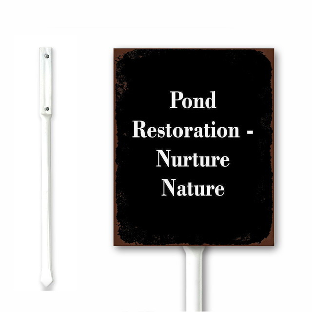 Rustic Yard Sign Pond Restoration Nurture Nature Black Metal Sign ...