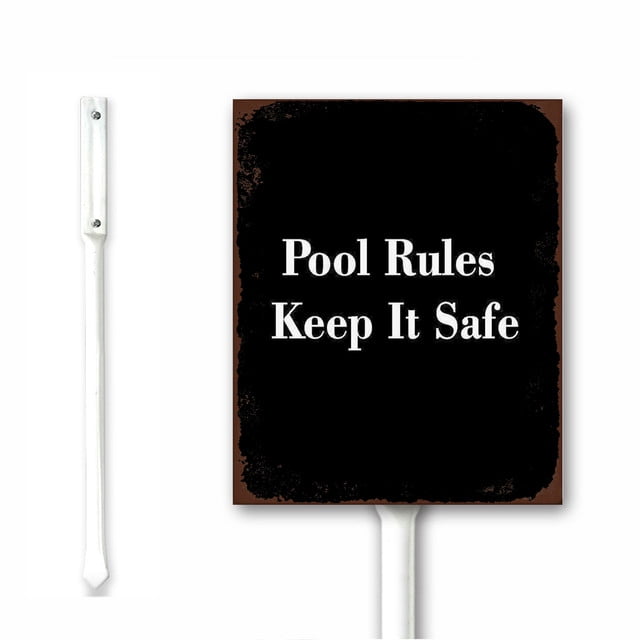 Rustic Yard Sign Pool Rules Keep It Safe Black Metal Sign Outdoor with ...