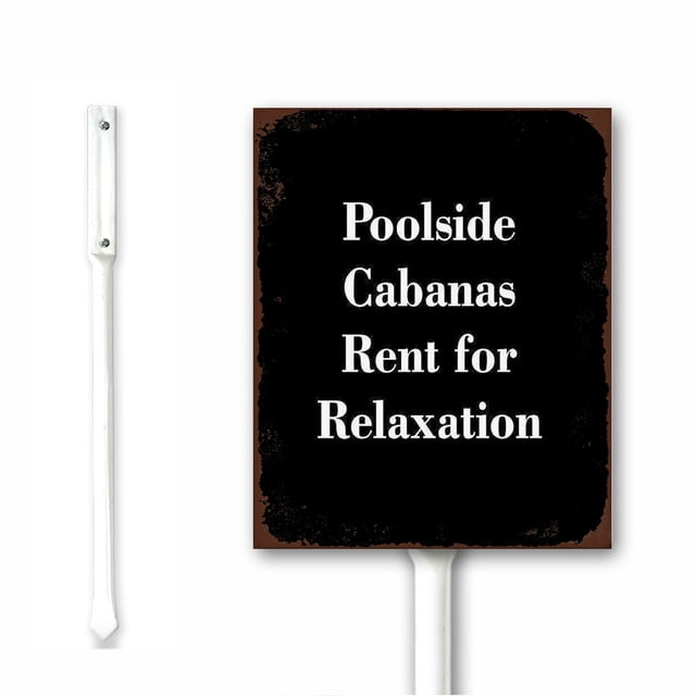 Rustic Yard Sign Poolside Cabanas Rent for Relaxation Black Metal Sign ...