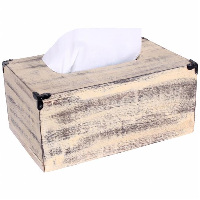Rustic Yellow Washed Mango Wood Rectangular Tissue Holder - Walmart.com