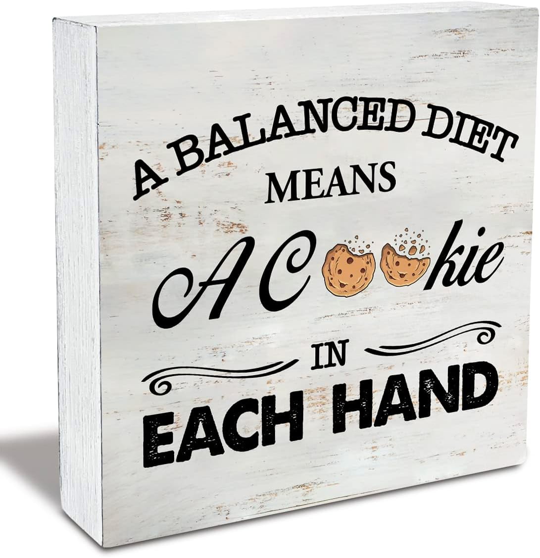 Rustic a Balanced Diet Means a Cookie in Each Hand Wood Box Sign Funny ...
