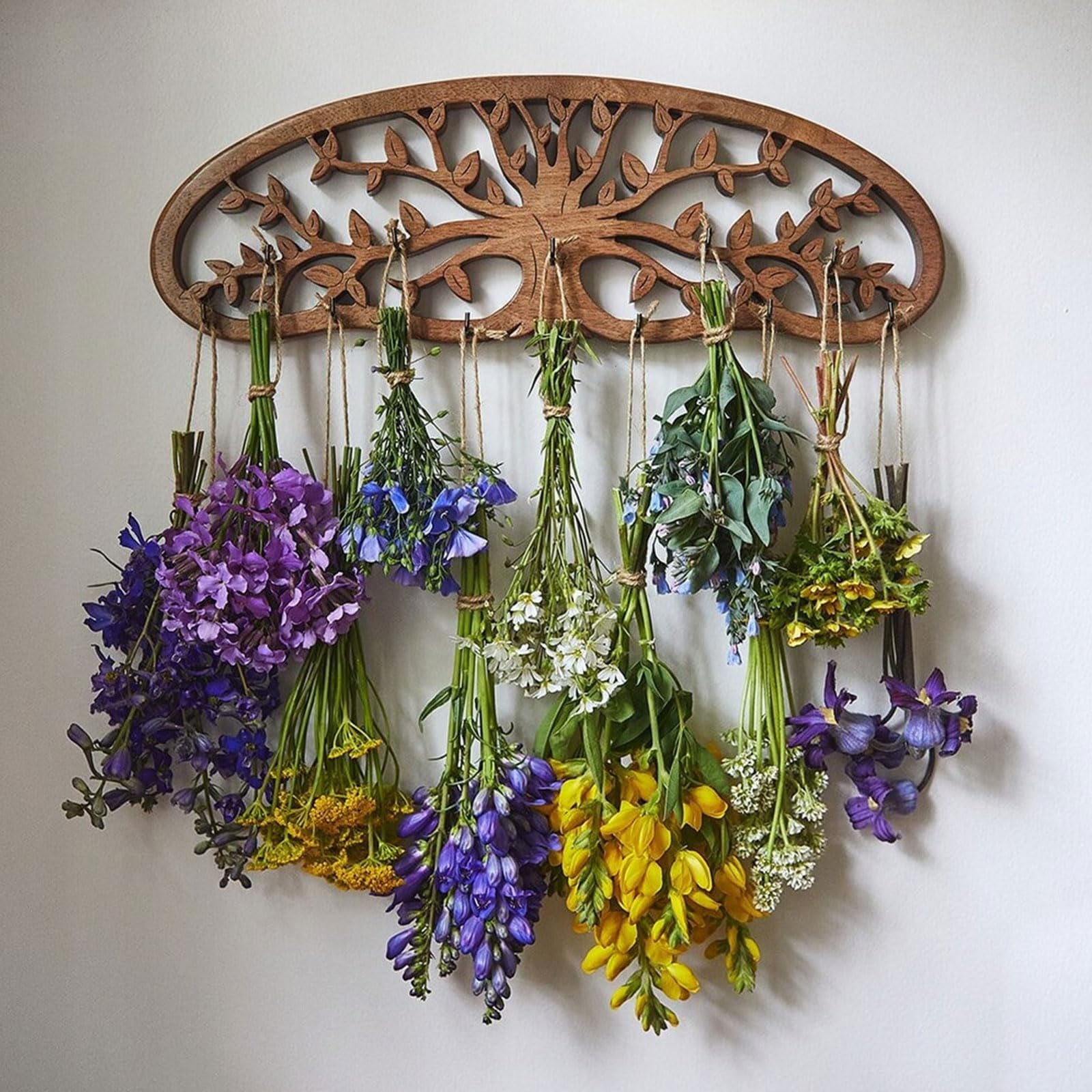 Rustic herb drying rack hanging - Artistic Life Tree Design for Kitchen ...