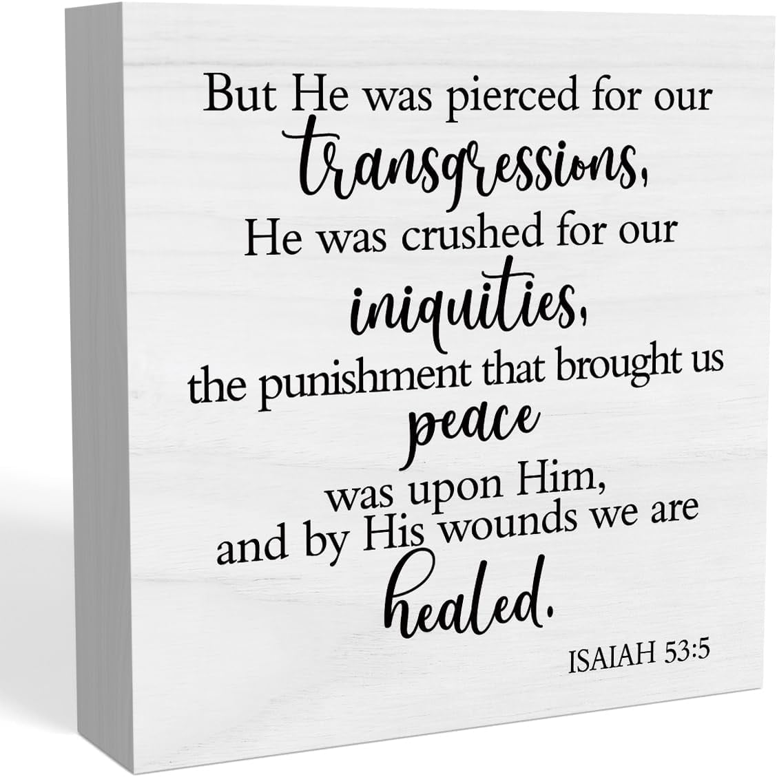 Rustic inspirational Easter Office Desk Decor - Cute Bible Verses Isaiah 53:5 Easter Wood Sign ...