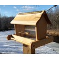 Rustic, large, handmade, cedar wood, square post mount bird feeder ...