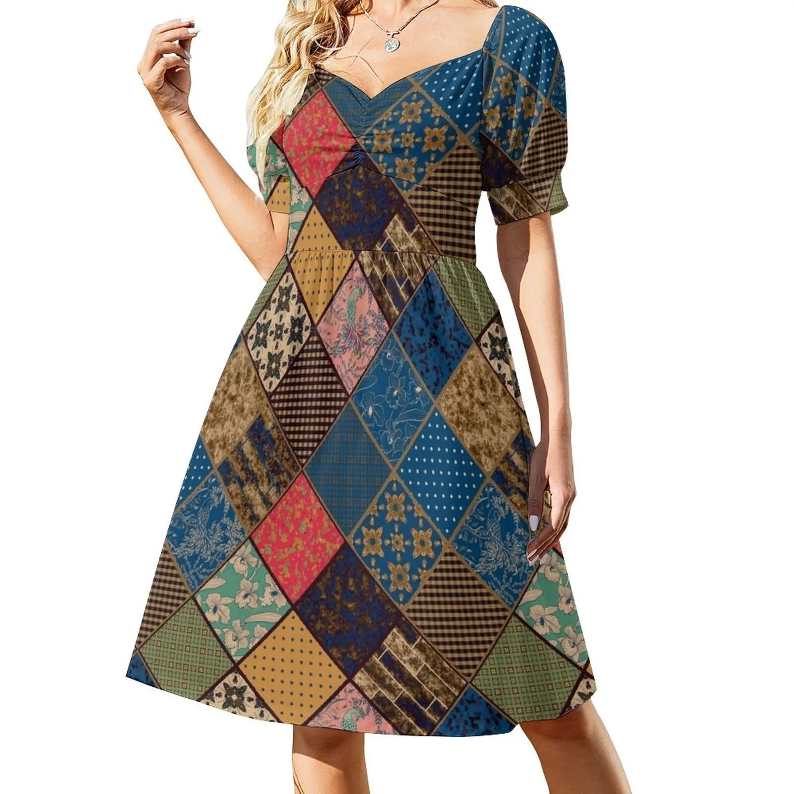 Rustic patchwork Granny pattern rustic patchwork fashion folklore Dress fairy dress - Walmart.com