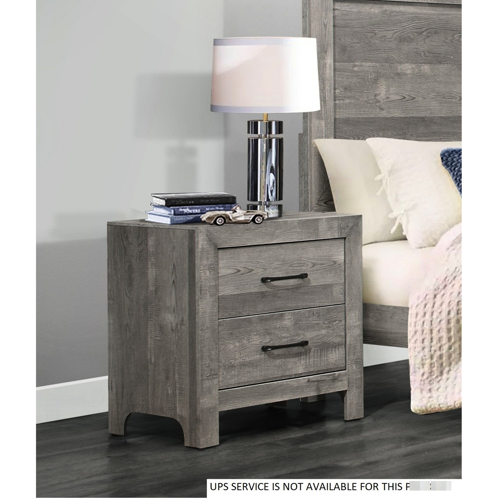 Rustic style with gray finish | 2 - drawer nightstand for bedroom ...