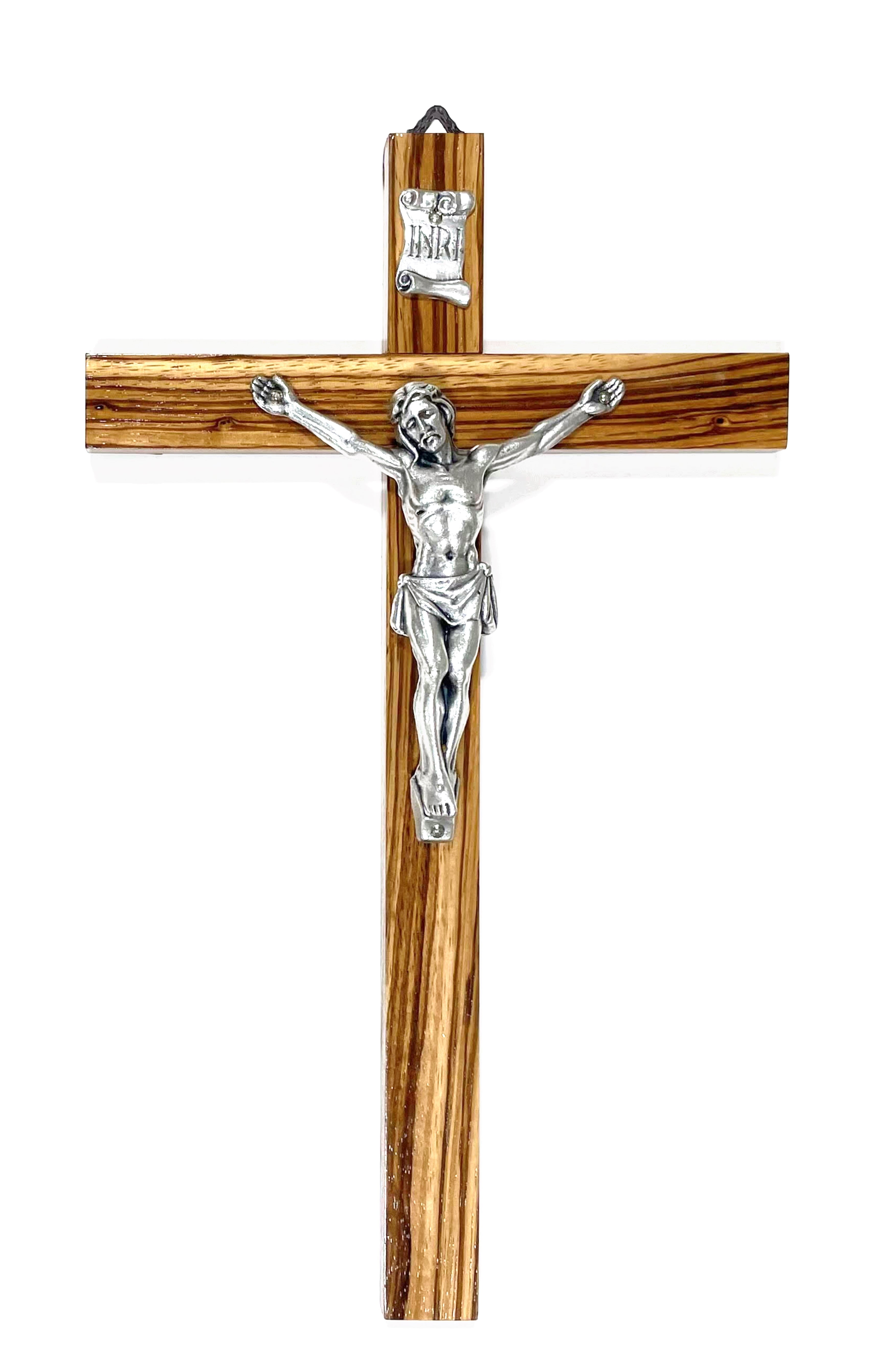 Rustic wooden crucifix with silver metal body - Walmart.com