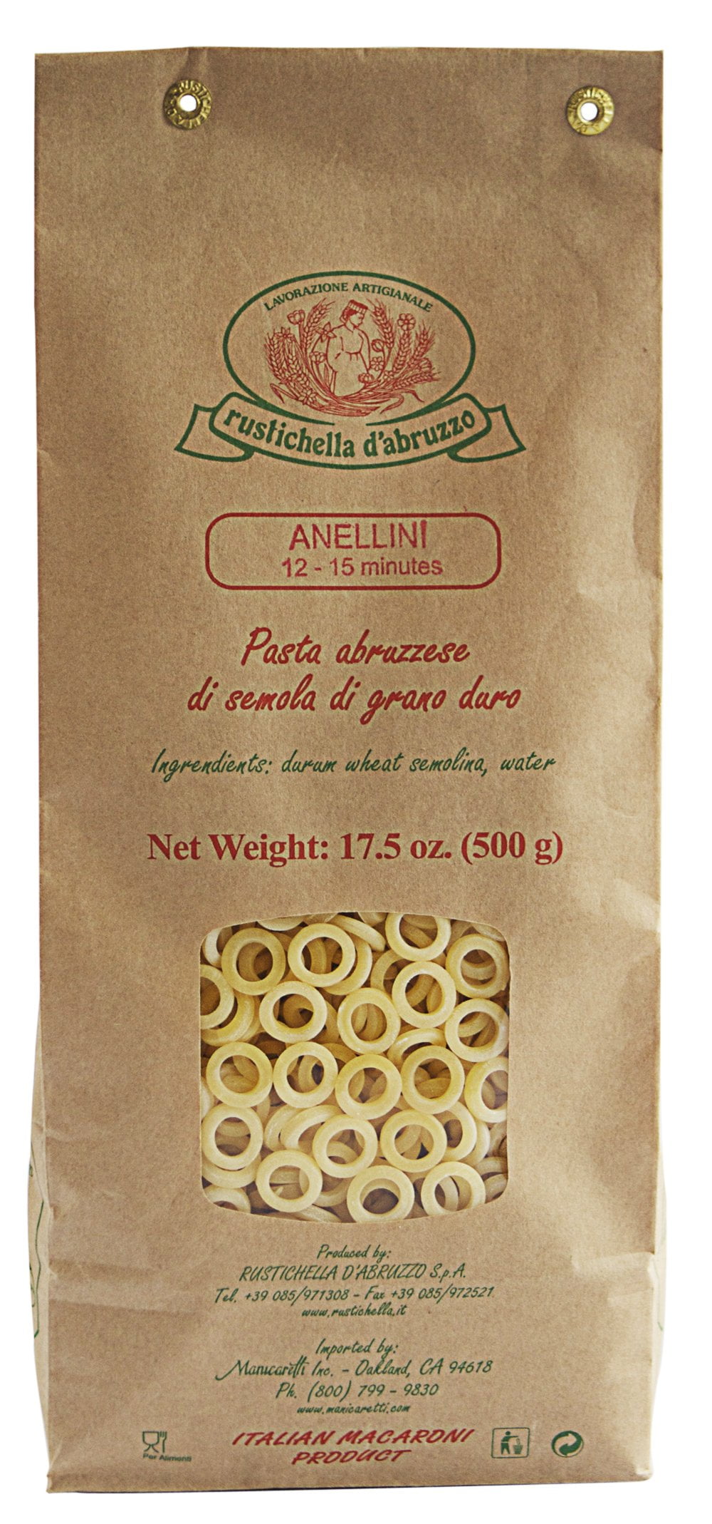 Rustichella d'Abruzzo Anellini Pasta 17.5oz RED13 - Walmart.com