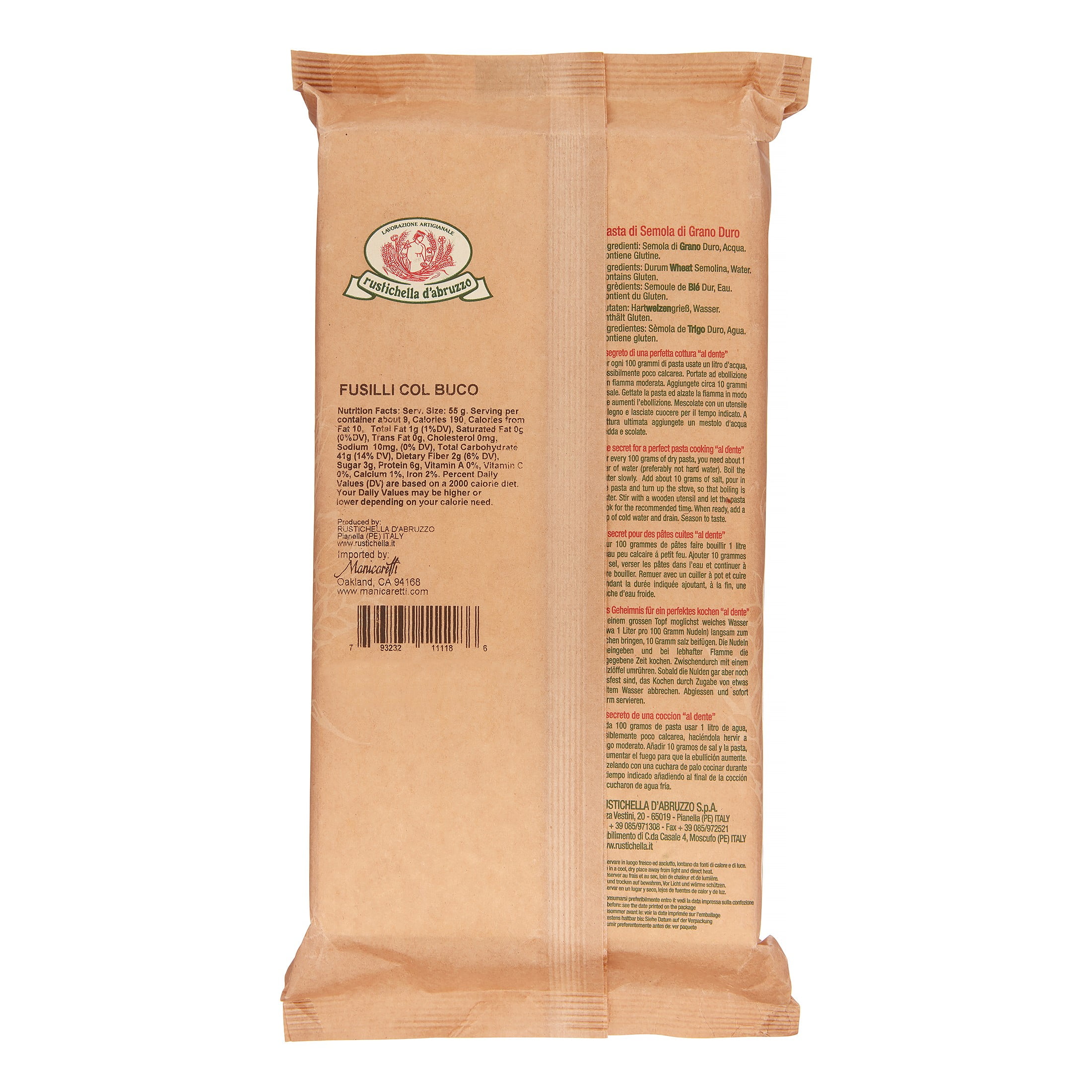 Rustichella d'Abruzzo Fusilli col Bulco, 17.6 Oz - Walmart.com