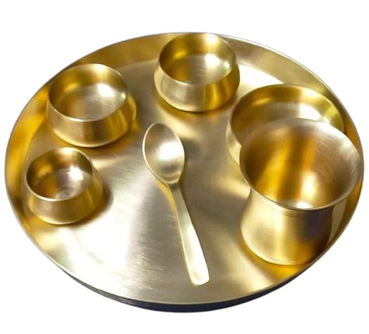 Rustik Craft Brass ThaliDinner Set Dinnerware Utensils7 Pieces Home ...