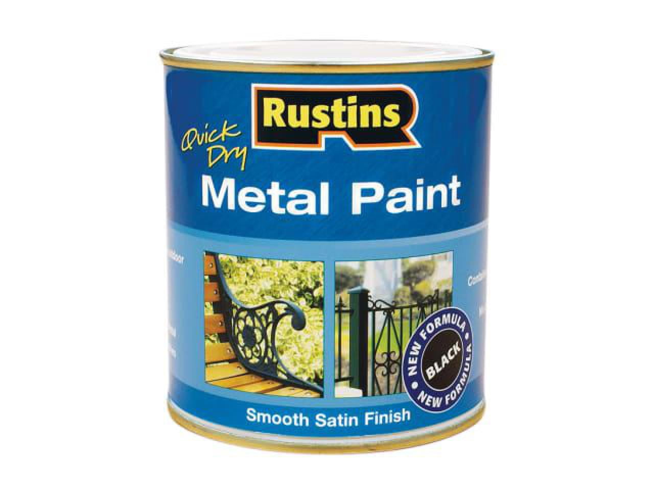 Rustins - Quick Dry Metal Paint Smooth Satin Black 500ml - Walmart.com
