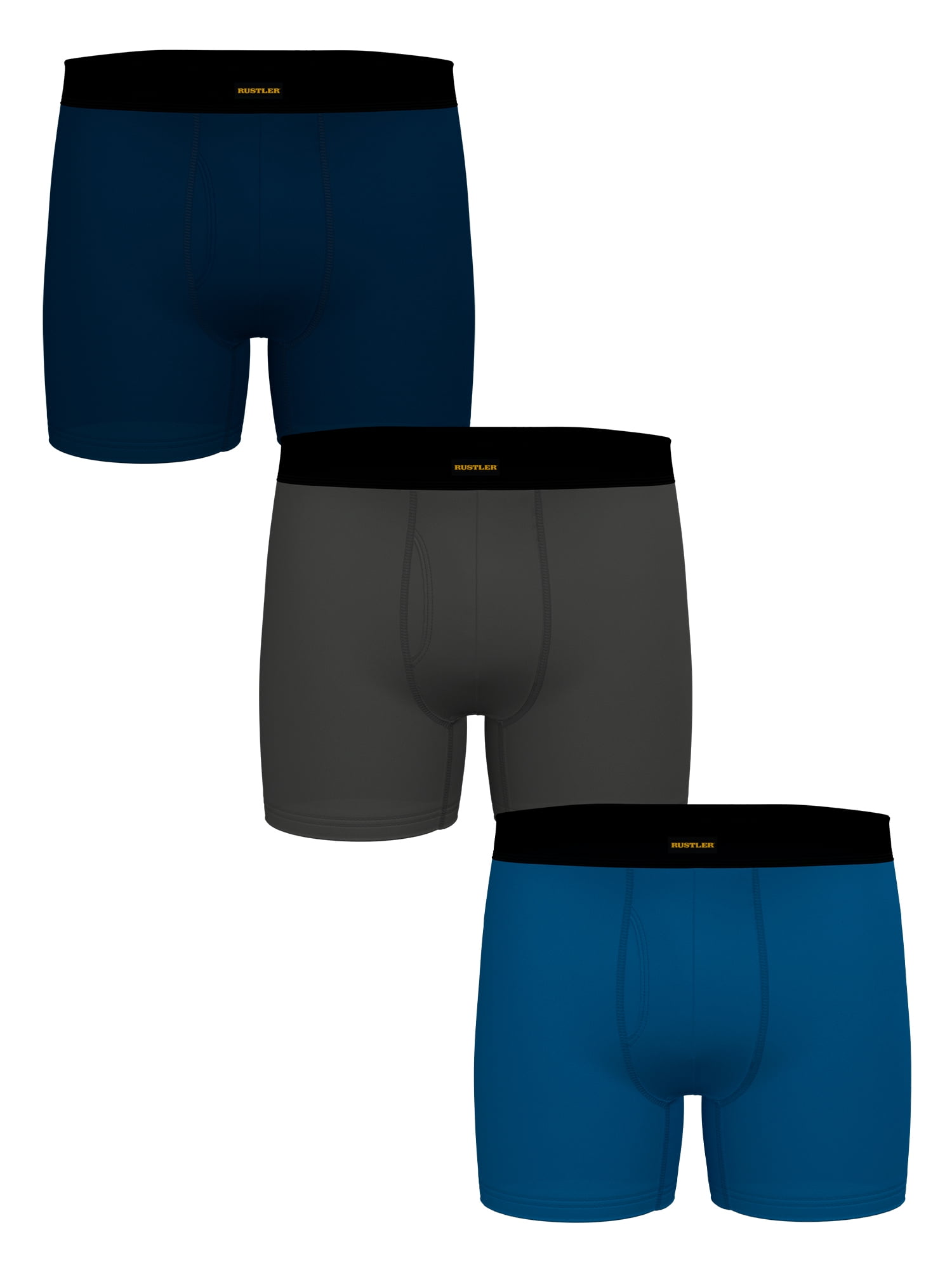 Rustler Men's XL Boxer Briefs 3-Pack, Navy/Charcoal/Sport Blue ...