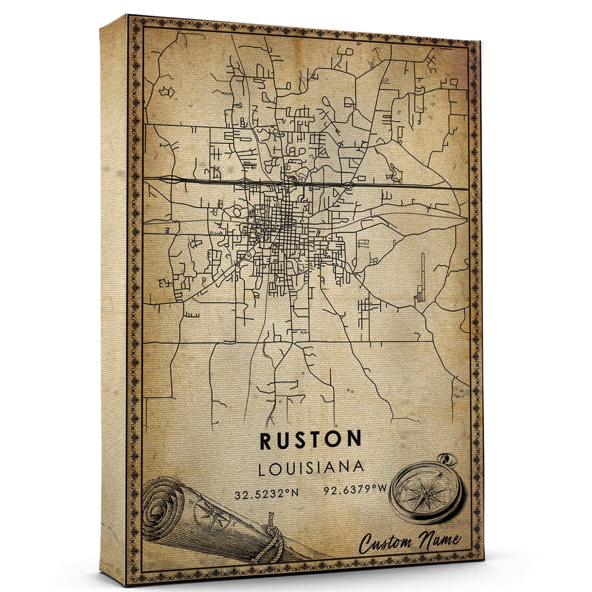 Ruston Map Poster, Louisiana Map Art Poster, Canvas, Ruston Map City ...